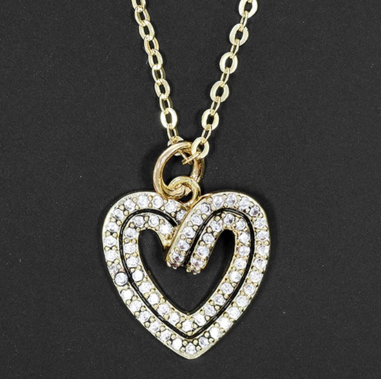 Gold Plated Looped Heart Necklace With Black Line Detail – Missy Online ...